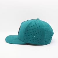 China Custom Laser Cut Sports Caps Polyester 5 Panel Structured Pre-Curved Brim Trucker Hats 56-60cm for sale