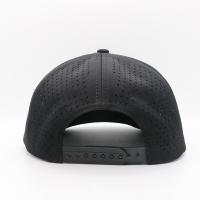 China Custom Logo 5 Panel Golf Hats Waterproof Polyester Laser Cut Hole Sports Cap Snapback Hat for sale