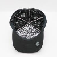 China Custom Logo 5 Panel Golf Hats Waterproof Polyester Laser Cut Hole Sports Cap Snapback Hat for sale