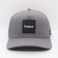 China 6-Panel Hat Style Custom 5 Panel Laser Cut Hole Snapback Cap Hat With Waterproof Rubber for sale