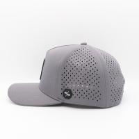 China 6-Panel Hat Style Custom 5 Panel Laser Cut Hole Snapback Cap Hat With Waterproof Rubber for sale