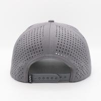 China 6-Panel Hat Style Custom 5 Panel Laser Cut Hole Snapback Cap Hat With Waterproof Rubber for sale
