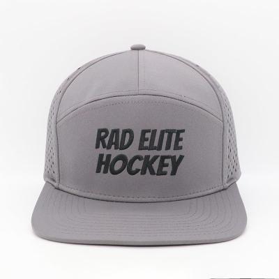 China Custom 7 Panel Laser Cut Hole Snapback Hat for Men Women 56-60cm Adult Size for sale