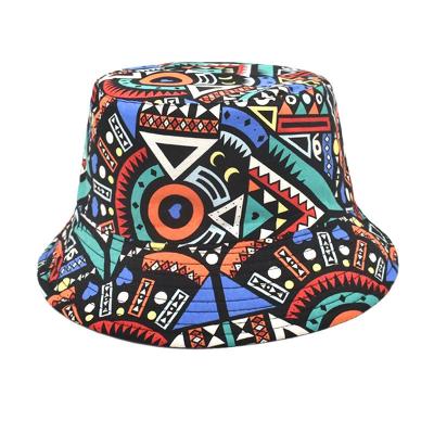 China Custom All Over Geometric Printed Fisherman Bucket Hat UV Sun Protection RPET 100% for sale