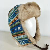 China Custom Knitted Ski Team Hat with Faux Fur Lining Earflaps Russian Aviator Style for Men Women Size 22x33cm for sale
