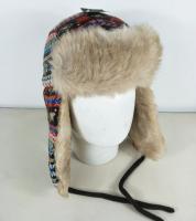 China Custom Knitted Ski Team Hat with Faux Fur Lining Earflaps Russian Aviator Style for Men Women Size 22x33cm for sale