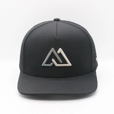 China Water-Repellent 6 Panel Custom Baseball Cap with Rubber Patch Logo 56-60cm Adult Size for sale