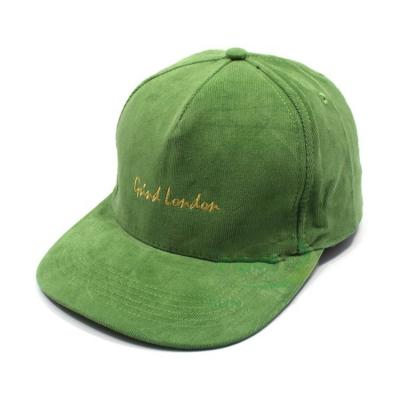 China Breathable Waterproof Unstructured Khaki Corduroy Snapback Cap Hat Panel Style Hat for sale