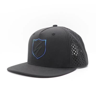 China Custom Rubber Logo Breathable Mesh Polyester Perforated Golf Hat Trucker Hat 56-60cm Adult Size for sale