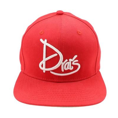 China Wholesale Red Snapback Baseball Cap 58cm Adjustable Size Polyester Cotton Custom Logo for sale
