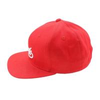 China Wholesale Red Snapback Baseball Cap 58cm Adjustable Size Polyester Cotton Custom Logo for sale