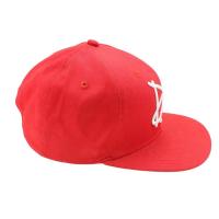 China Wholesale Red Snapback Baseball Cap 58cm Adjustable Size Polyester Cotton Custom Logo for sale