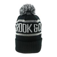 China Custom Acrylic Winter Beanie with Pom Pom Embroidery Patch Unisex 17cm 24cm for sale