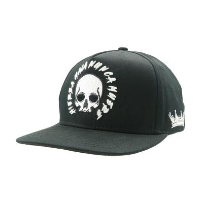 China Custom Logo Embroidered 6 Panel Snapback Hat Cotton Baseball Cap 58cm Adjustable Strap for sale