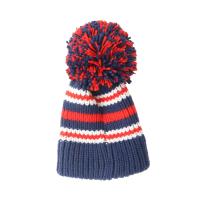 China Custom Logo 100% Acrylic Knitted Pom Pom Beanie Hat 58cm Winter Autumn for sale