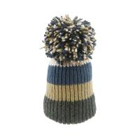 China Custom Logo 100% Acrylic Knitted Pom Pom Beanie Hat 58cm Winter Autumn for sale