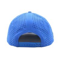 China Custom Two Tone 5 Panel PVC Logo Perforated Laser Cut Waterproof Sport Trucker Hat 58cm for sale