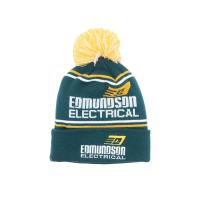 China Custom Acrylic Knitted Beanie Unisex Bobble Hat with Designer Logo 58cm for sale