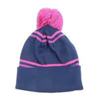 China Custom Acrylic Knitted Beanie Unisex Bobble Hat with Designer Logo 58cm for sale