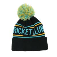 China Custom Acrylic Knitted Beanie Unisex Bobble Hat with Designer Logo 58cm for sale
