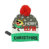 China Custom LED Acrylic Multicolor Jacquard Knitted Beanie with Pom Pom for Adults 58cm for sale