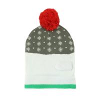 China Custom LED Acrylic Multicolor Jacquard Knitted Beanie with Pom Pom for Adults 58cm for sale