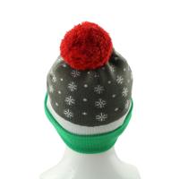 China Custom LED Acrylic Multicolor Jacquard Knitted Beanie with Pom Pom for Adults 58cm for sale