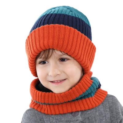 China Custom Winter Baby Beanie Knitted Cap Scarf Set for Infants Toddlers 100% RPET for sale