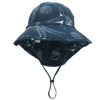China Kids Sun Protection Hat Wide Brim 58cm Summer Play Bucket Hat with Chin Strap Cotton for sale