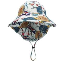 China Kids Sun Protection Hat Wide Brim 58cm Summer Play Bucket Hat with Chin Strap Cotton for sale