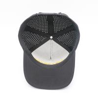 China Waterproof Laser Cut Hole Perforated Hat 5 Panel Baseball Caps Custom 3D Embroidery for sale