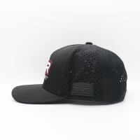 China Custom 5 Panel Flat Bill PVC Sports Hat Laser Cut Hole Snapback Cap 48-60cm for sale