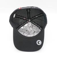China Custom 5 Panel Flat Bill PVC Sports Hat Laser Cut Hole Snapback Cap 48-60cm for sale