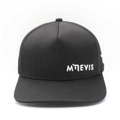 China Oxford Fabric Waterproof Laser Cut Hole 5 Panel 3D Embroidery Snapback Hat Custom for sale
