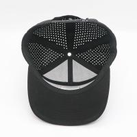 China Waterproof Laser Cut Hole Hat Men 7 Panel 	Snapback Hat 3D Embroidery Caps Party for sale