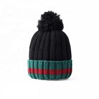 China Custom Jacquard Knit Pom Beanie with Embroidery 58cm Adult Size Wool Hat for sale