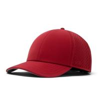China 6-Panel Hat Custom Curved Brim Rubber Patch Laser Perforated Snapback Cap For Adults for sale