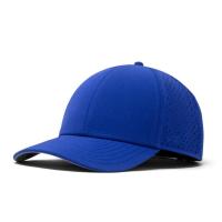 China 6-Panel Hat Custom Curved Brim Rubber Patch Laser Perforated Snapback Cap For Adults for sale