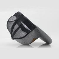 China Custom Heather Gray Mesh Trucker Baseball Cap 58cm with Leather Patch Design for sale