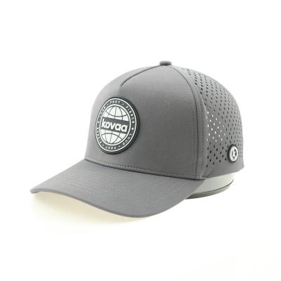 China Four Seasons 5-Panel Hat With Custom Rubber PVC Logo And Waterproof Laser Cut Design for sale