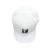 China Custom Rubber Patch 5 Panel Perforated Laser Hole White Hat For Unisex Baseball Cap for sale
