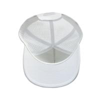 China Custom Rubber Patch 5 Panel Perforated Laser Hole White Hat For Unisex Baseball Cap for sale