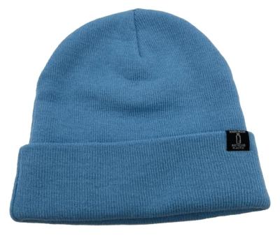 China 50% RPET 50% Acrylic Recycled Polyester Winter Beanie Ribbed Skull Cuff Knitted Hat Custom Logo for sale