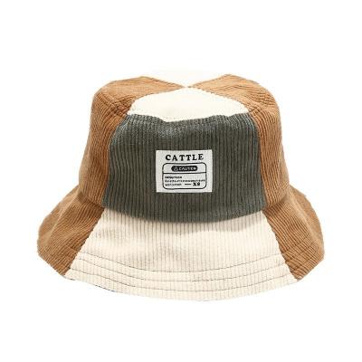 China Custom Two Tone Black Camel Cotton Corduroy Fisherman Bucket Hat 100% Polyester for sale
