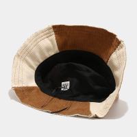 China Custom Two Tone Black Camel Cotton Corduroy Fisherman Bucket Hat 100% Polyester for sale