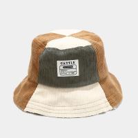 China Custom Two Tone Black Camel Cotton Corduroy Fisherman Bucket Hat 100% Polyester for sale