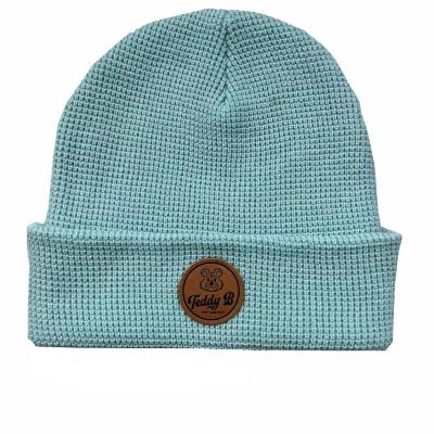 China Custom RPET Recycled Polyester Waffle Knitted Beanie Hat for Sustainable Fashion 100% Eco Friendly for sale