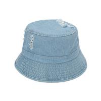 China Custom Logo Women Vintage Cotton Polyester Distressed Denim Fishing Bucket Hat 58cm for sale