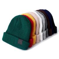China Custom Woven Label Eco Friendly RPET Acrylic Wool Unisex Cuffed Skull Cap Beanie Waffle Knitted Hat for sale