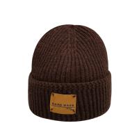 China Custom Woven Label RPET Acrylic Wool Unisex Cuffed Beanie Hat for Traveling 50% RPET 50% Acrylic for sale